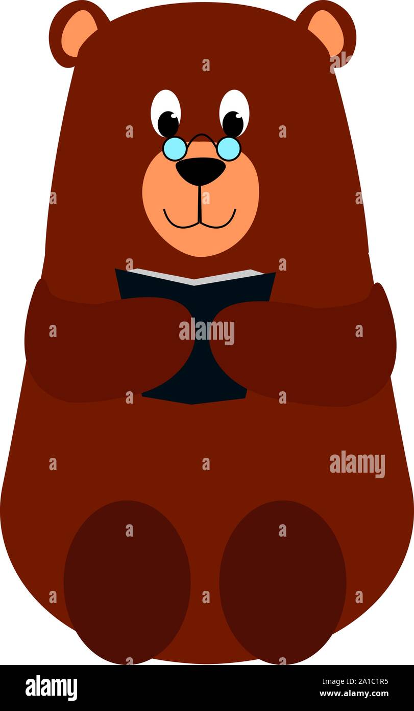 Bear reading, illustration, vector on white background Stock Vector ...