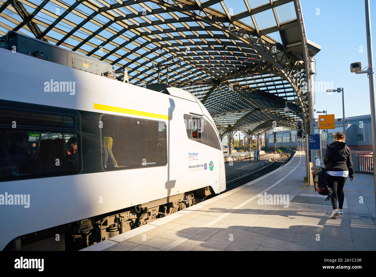 COLOGNE, GERMANY - CIRCA SEPTEMBER, 2018: a train on platform seen at ...