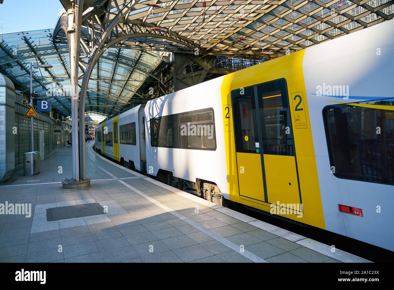 COLOGNE, GERMANY - CIRCA SEPTEMBER, 2018: a train on platform seen at ...
