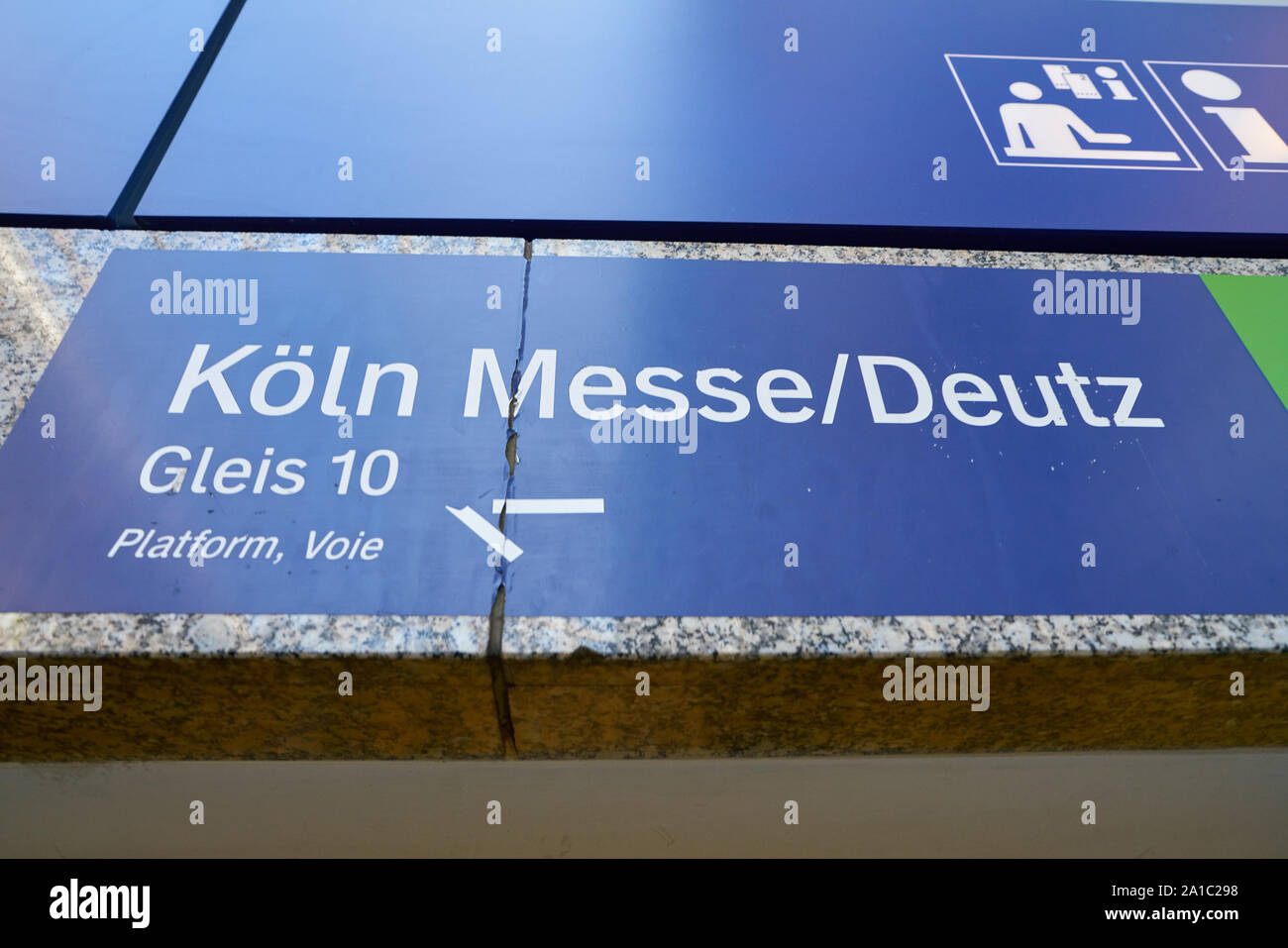 COLOGNE, GERMANY - CIRCA SEPTEMBER, 2018: a sign seen at Cologne main ...