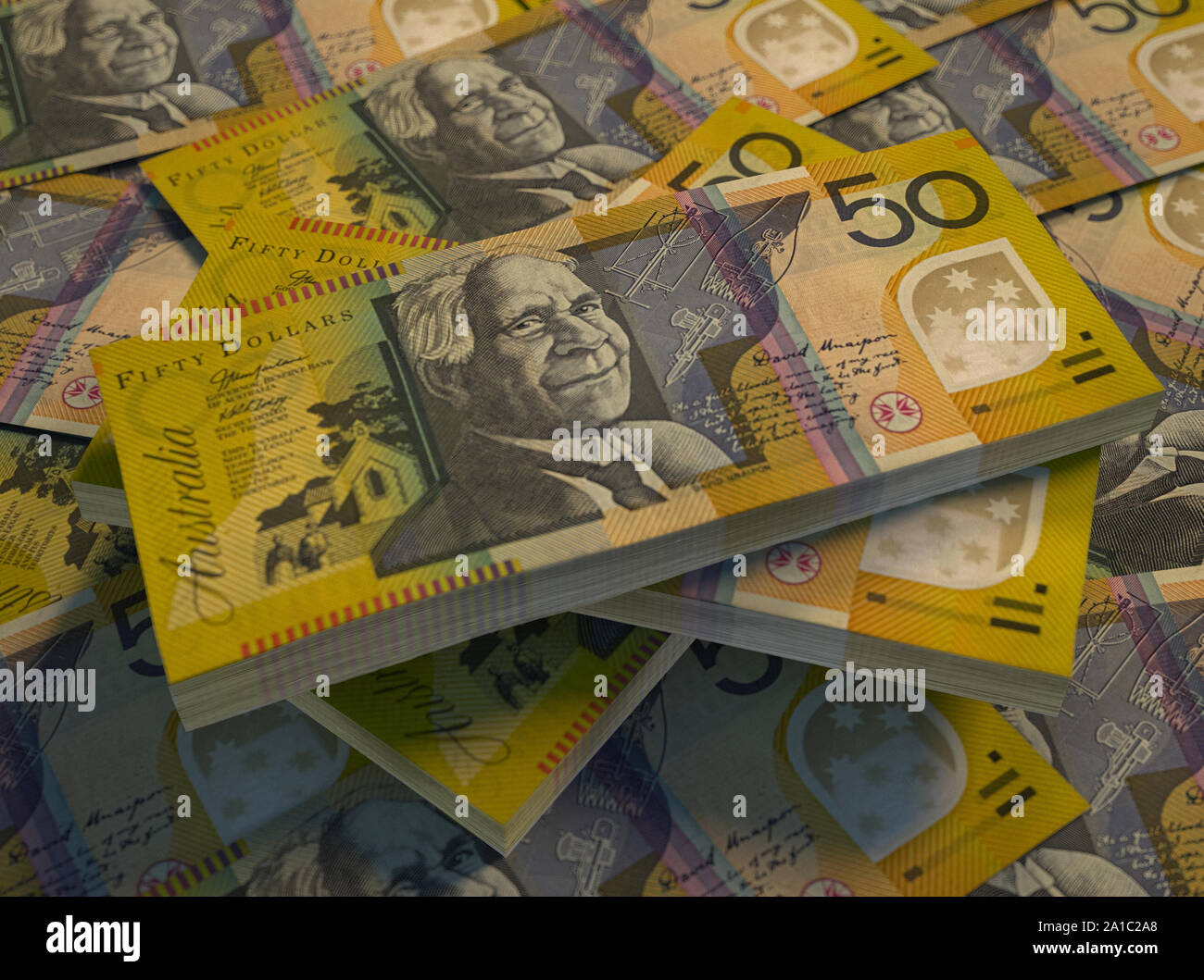 50 dollar note australian stack hi-res stock photography and images - Alamy