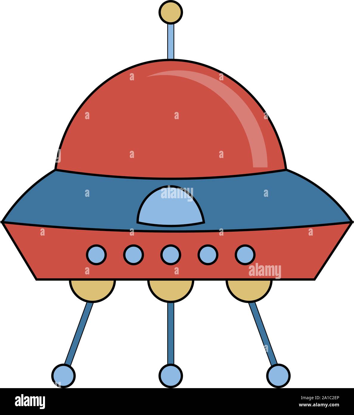 Red UFO, illustration, vector on white background Stock Vector Image ...