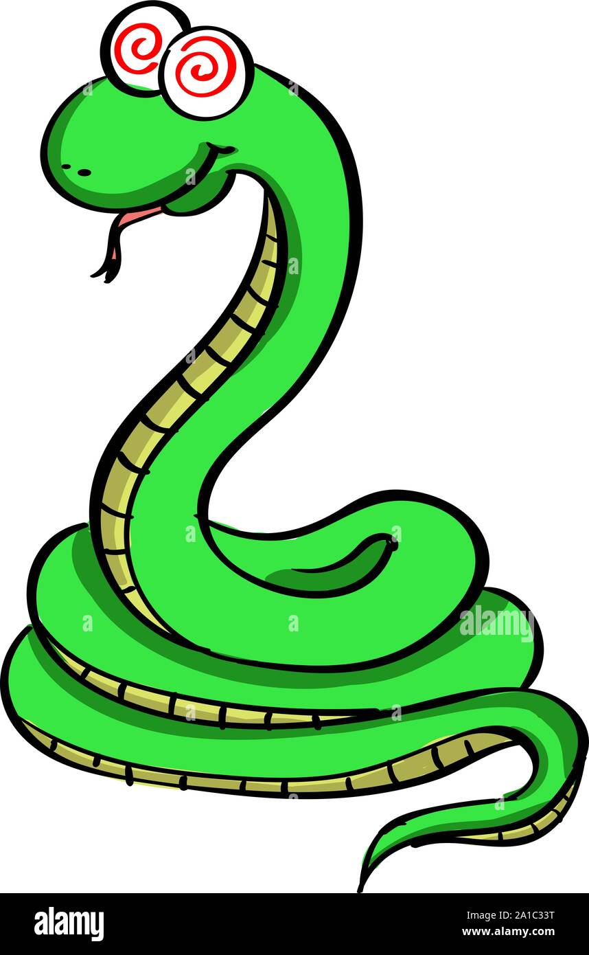 Green snake, illustration, vector on white background Stock Vector ...