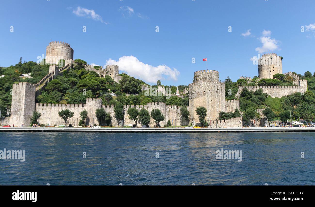 Rumelian Castle in Bosphorus Strait Coast of Istanbul City, Turkey ...