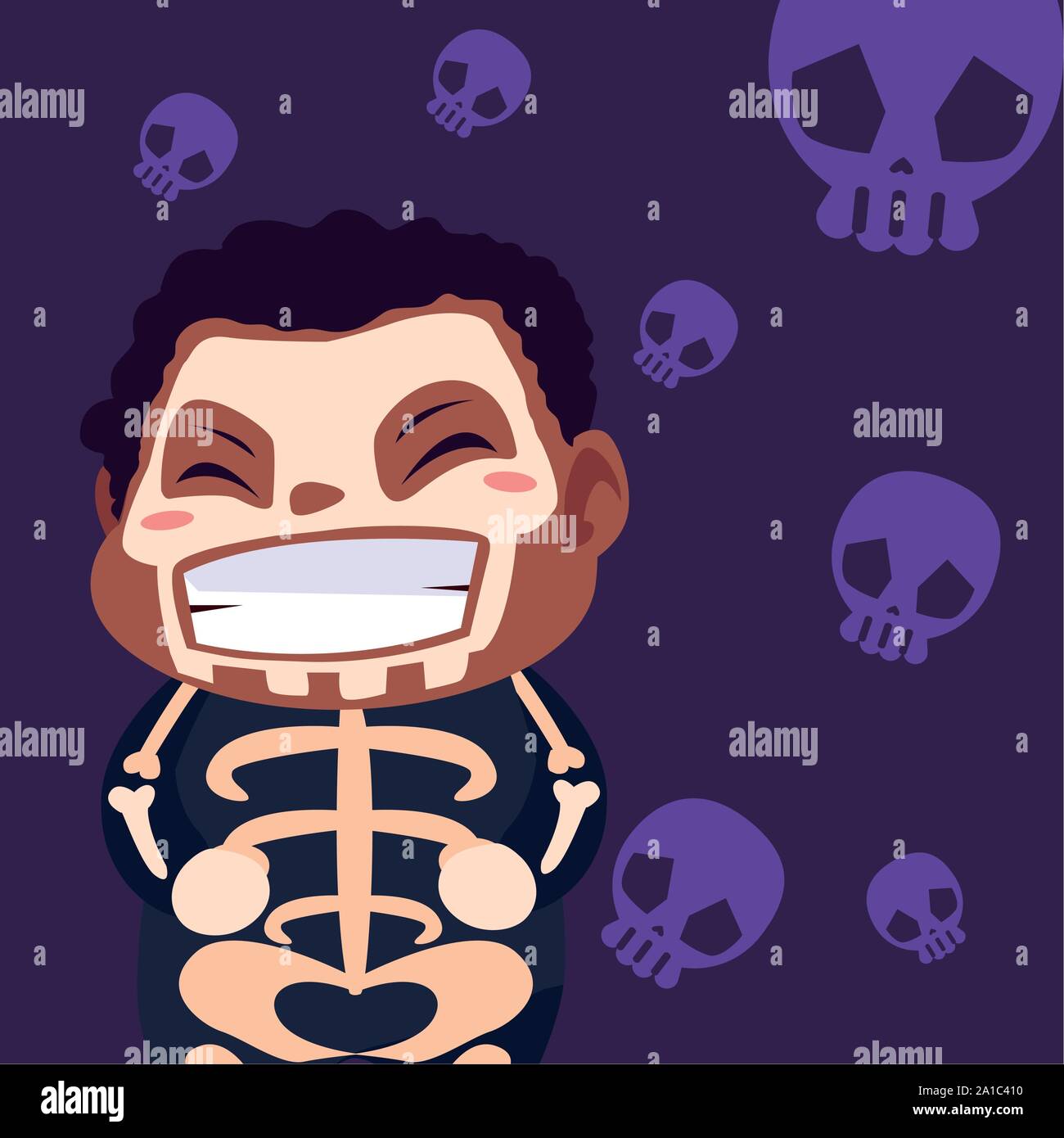 boy disguised as a skull dead on white background vector illustration ...