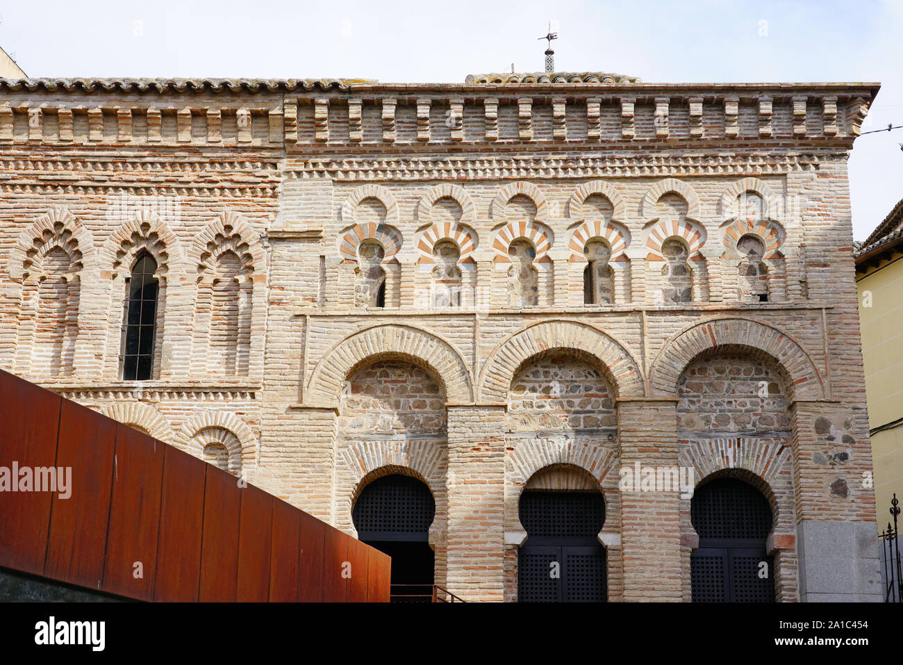 TOLEDO, SPAIN -22 JUN 2019- View of the landmark Mezquita Bab-al-Mardum ...
