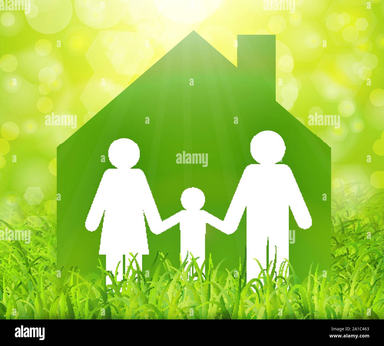 Happy family in sweet home vector background Stock Vector Image & Art ...