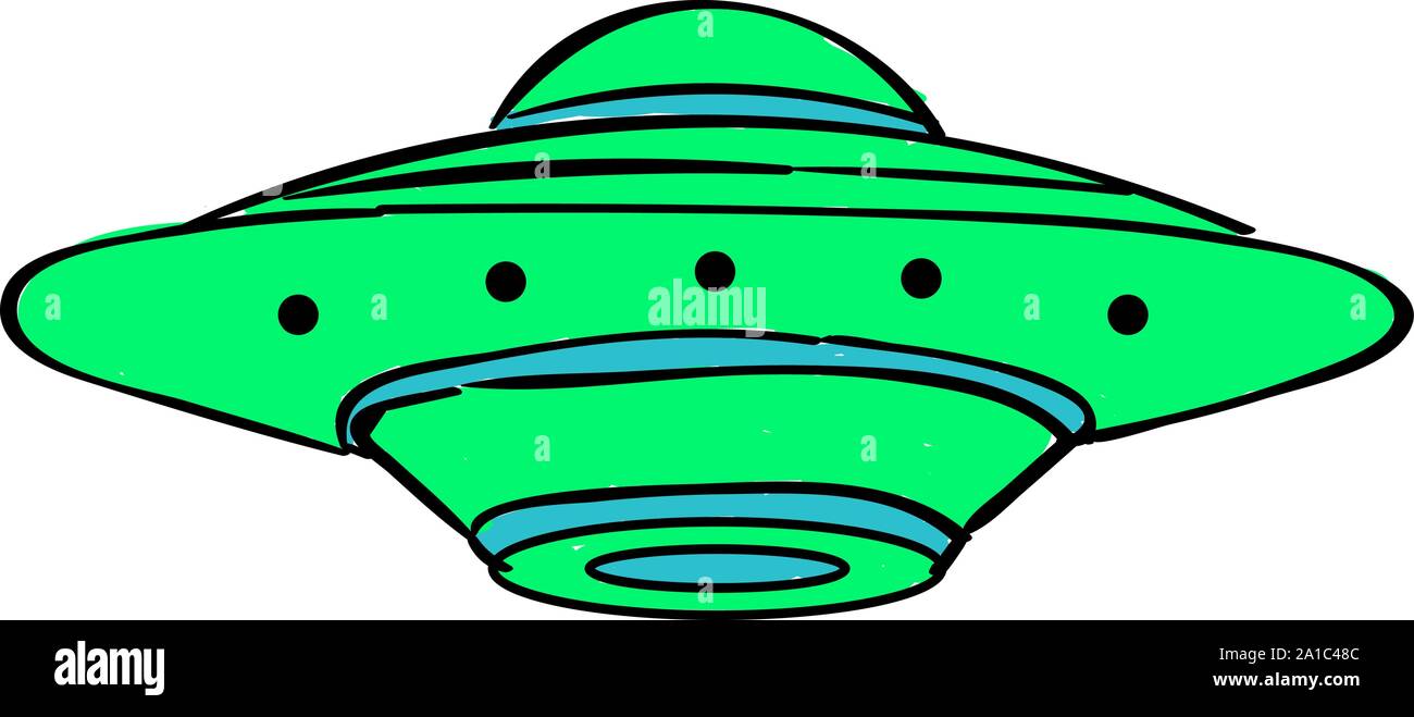 Green UFO, illustration, vector on white background Stock Vector Image ...