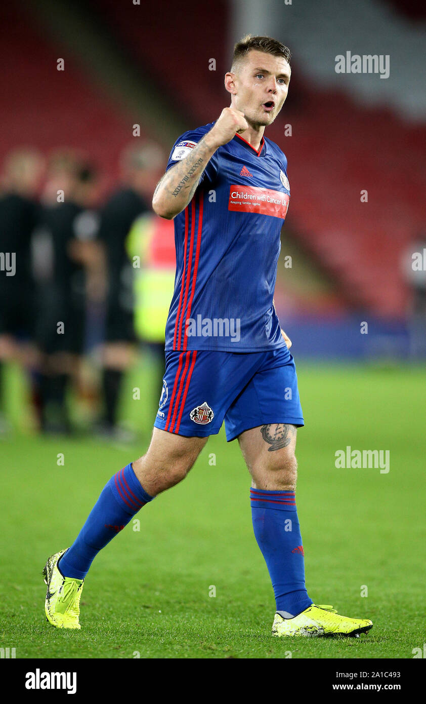 Sunderland's Max Power celebrates after the final whistle during the ...