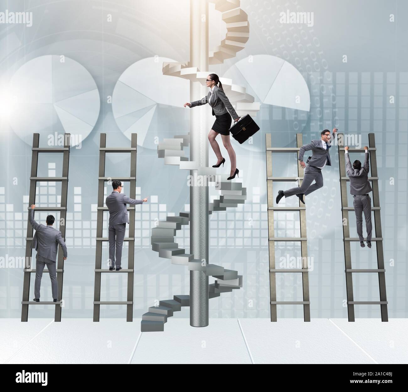 The career progression concept with ladders and staircase Stock Photo ...
