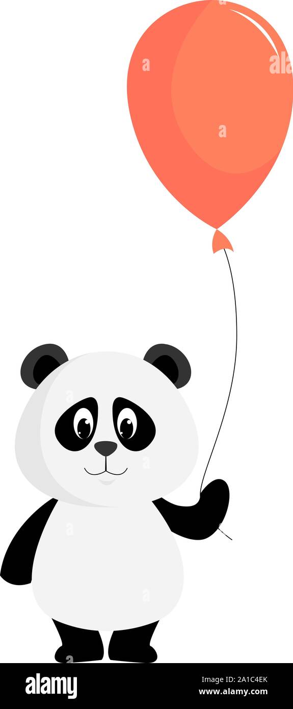 Panda with balloon, illustration, vector on white background Stock ...