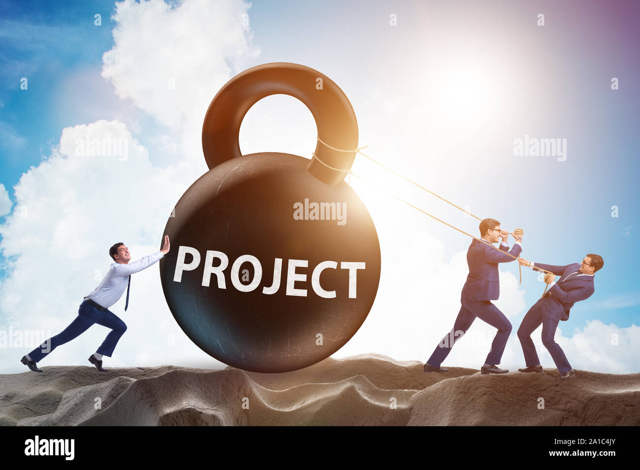 The businessman trying to deliver difficult project Stock Photo - Alamy