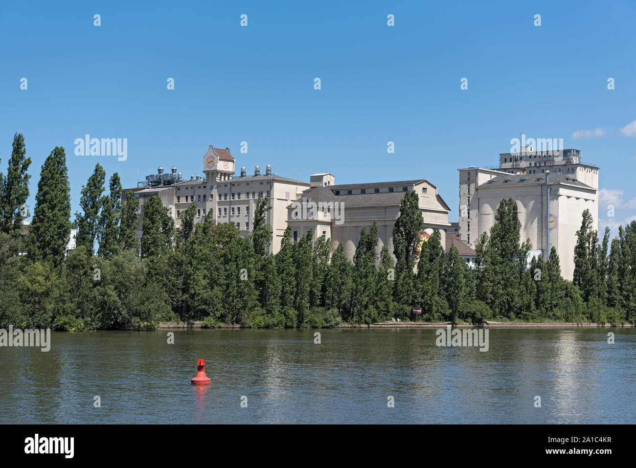 grain mill on the right bank of the river main in frankfurt germany ...
