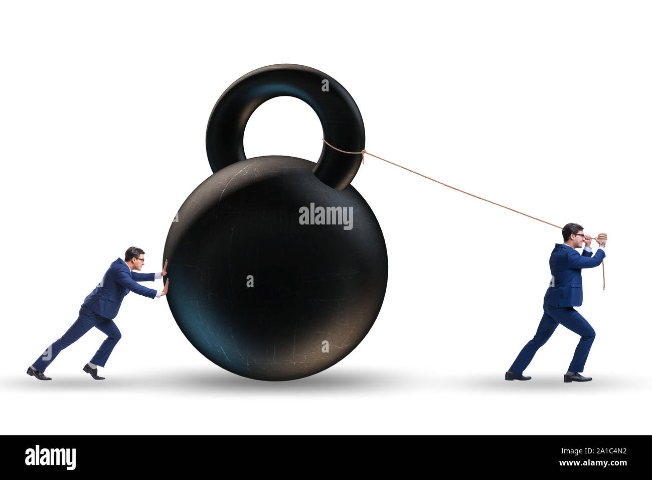 The businessmen trying to deal with difficult task Stock Photo - Alamy