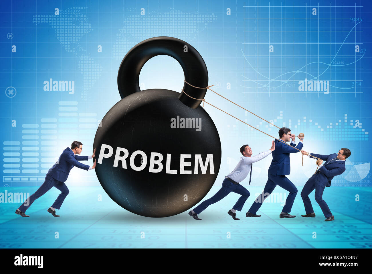 The businessmen trying to deal with difficult problem Stock Photo - Alamy