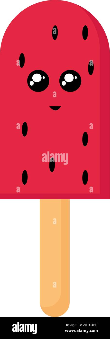 Red ice cream, illustration, vector on white background Stock Vector ...