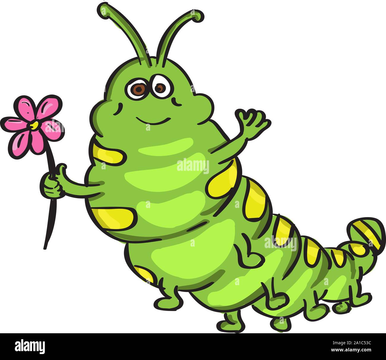 Green worm, illustration, vector on white background Stock Vector Image ...
