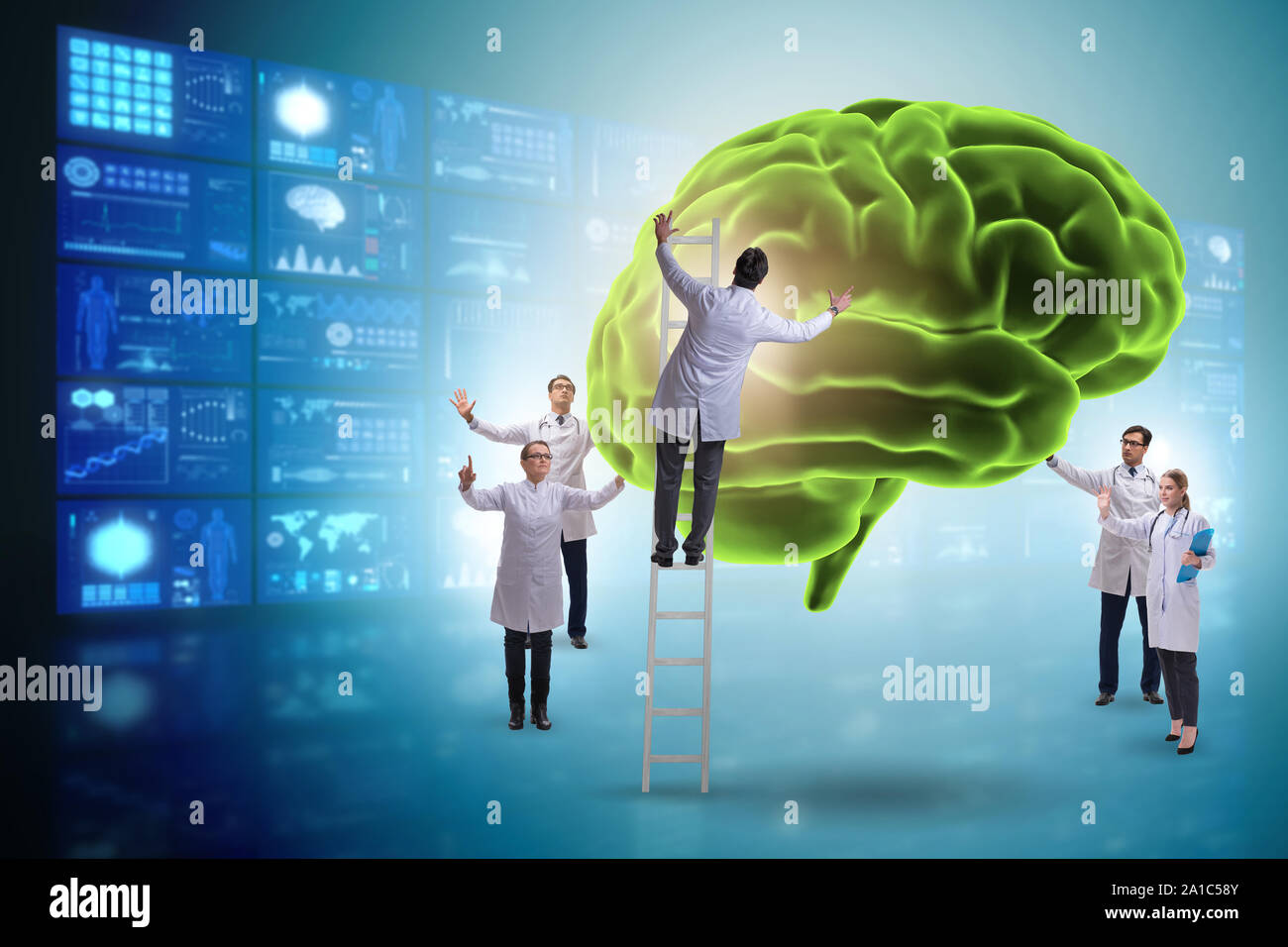 The team of doctors examining human brain Stock Photo - Alamy