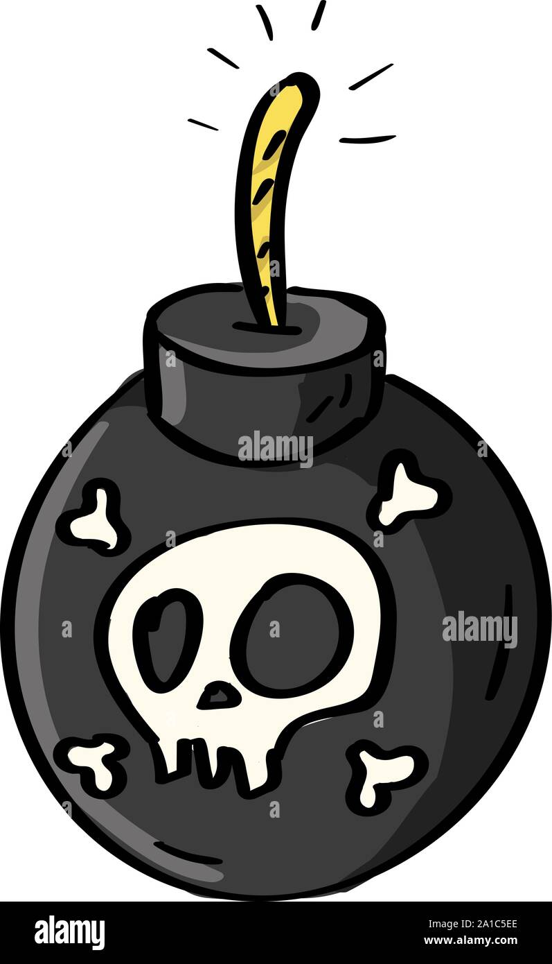 Bomb with skull, illustration, vector on white background Stock Vector ...