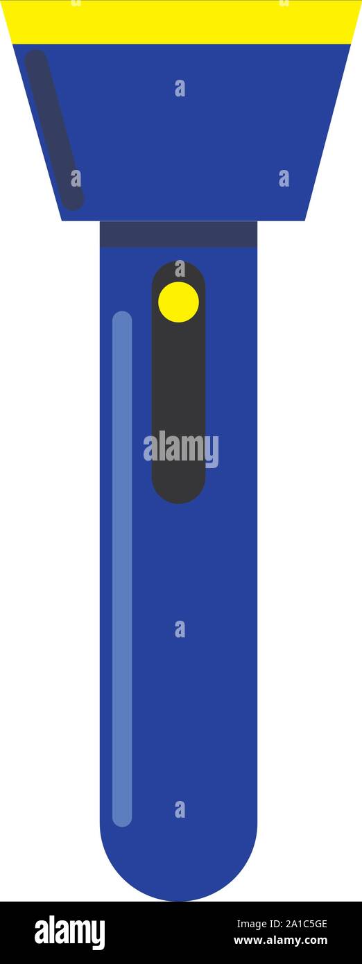 Blue flashlight, illustration, vector on white background Stock Vector ...