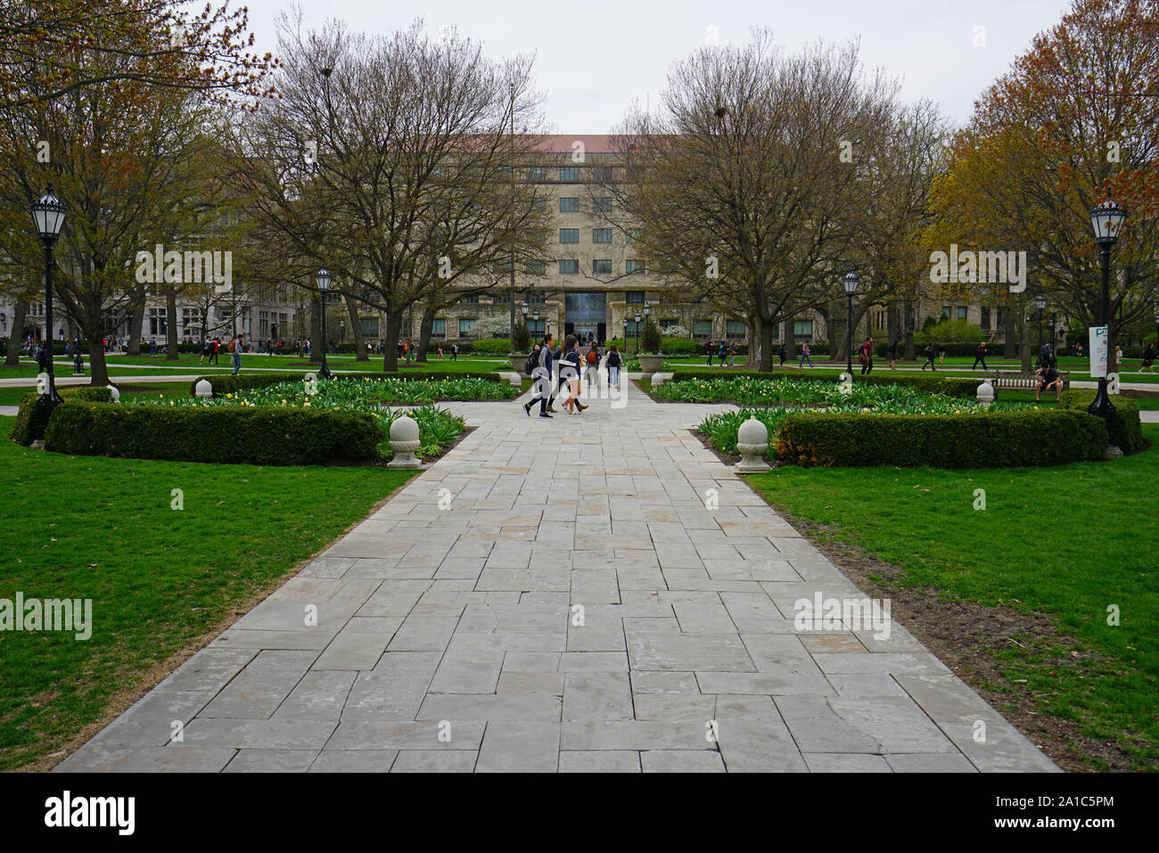 CHICAGO, IL -26 APR 2019- View of the Gothic campus of the University ...