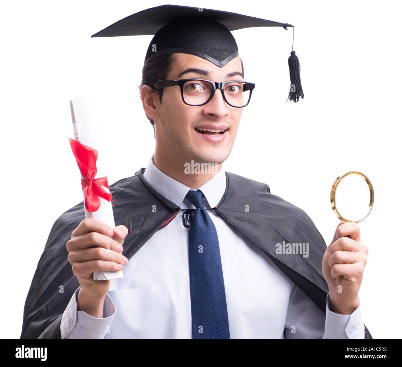 The student graduate isolated on white background Stock Photo - Alamy