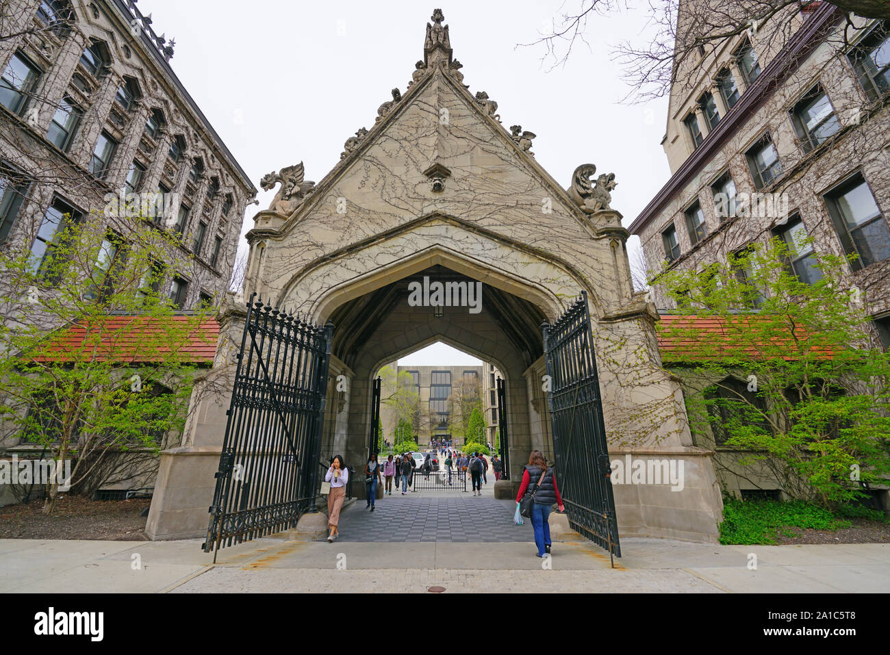 CHICAGO, IL -26 APR 2019- View of the Gothic campus of the University ...