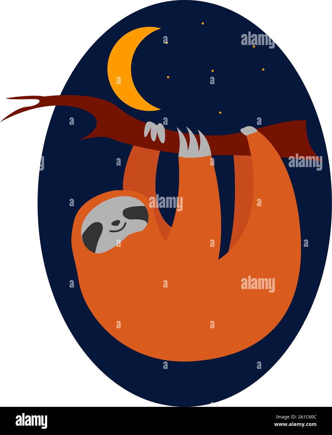 Sleeping sloth, illustration, vector on white background Stock Vector ...