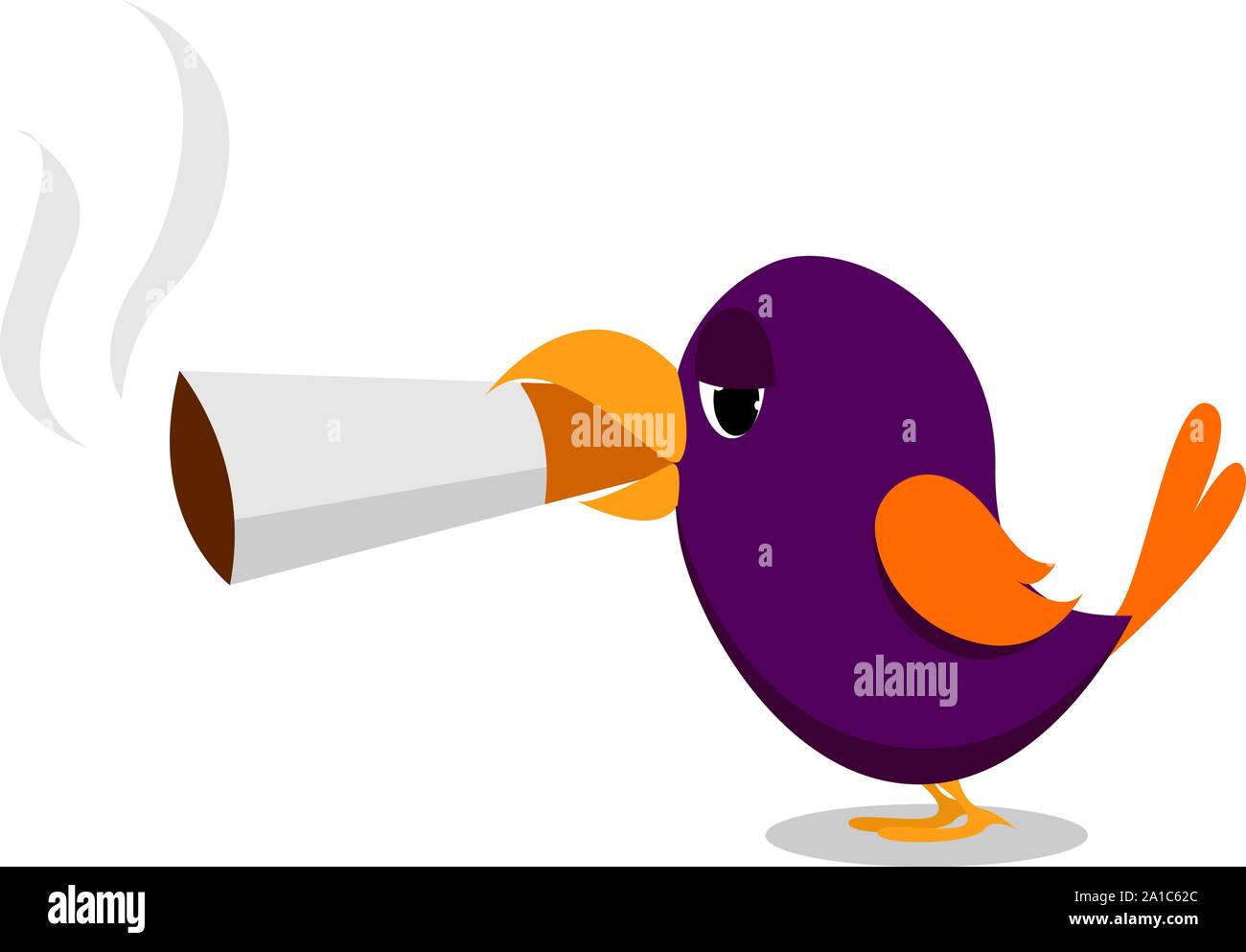 Bird smoking, illustration, vector on white background Stock Vector ...