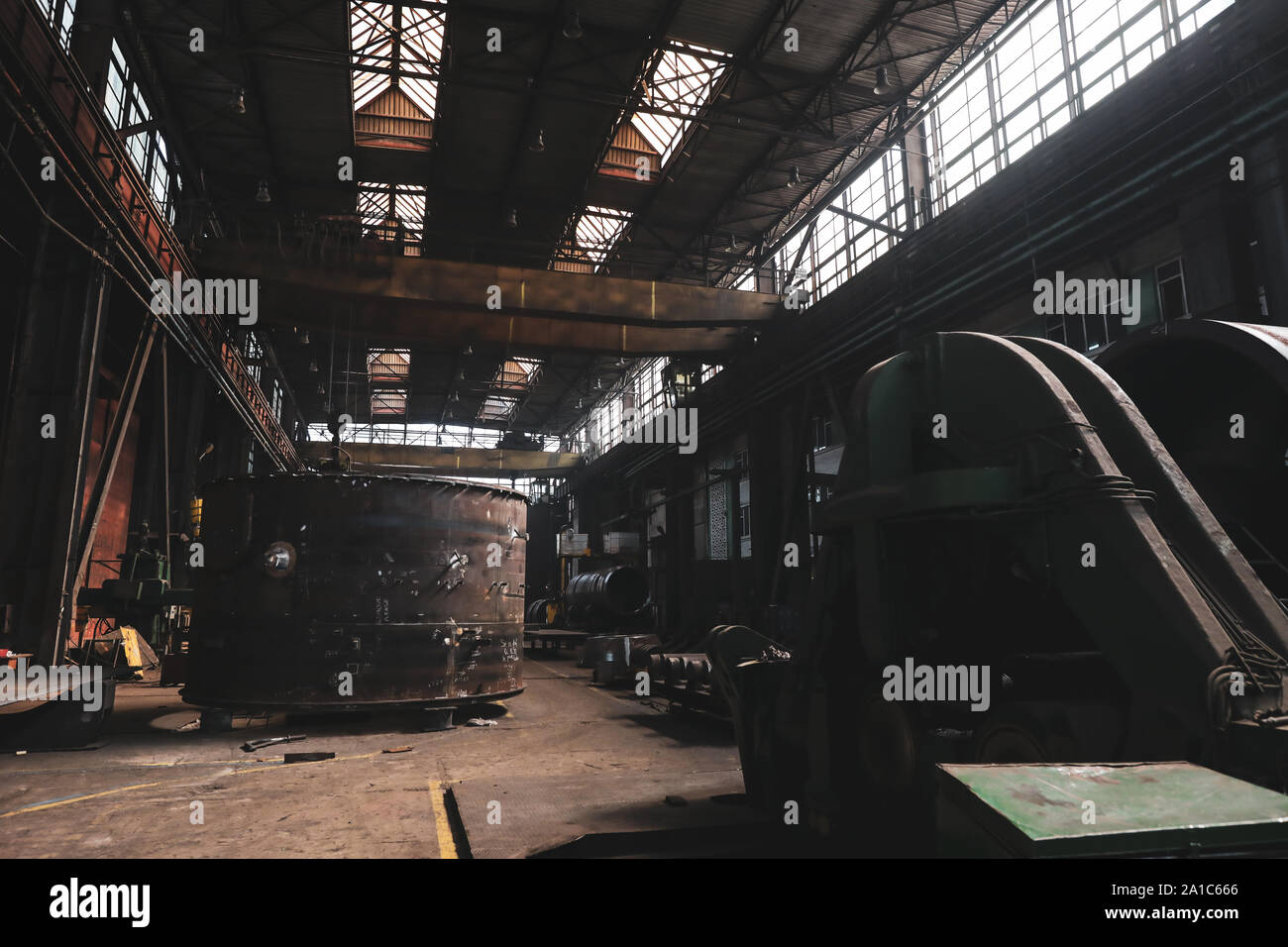 Dirty and old but still functioning metal works, old fashioned, factory ...