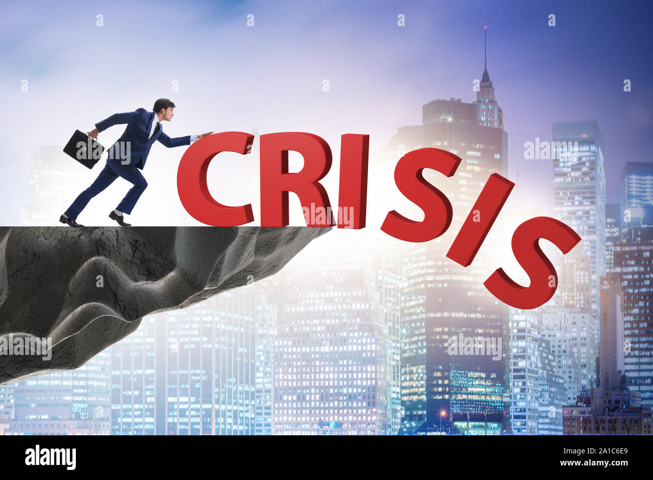 The businessman in crisis management concept Stock Photo - Alamy