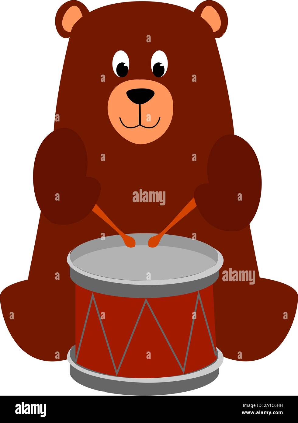 Bear with drums, illustration, vector on white background Stock Vector ...