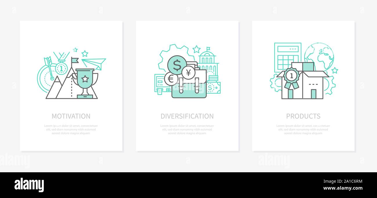 Motivation, goal setting - line design style icons set Stock Vector ...