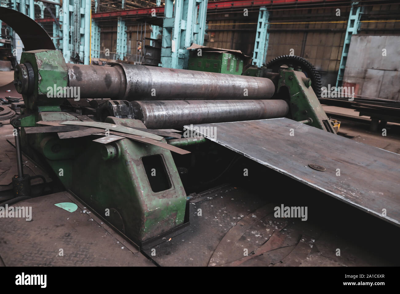 Dirty and old but still functioning metal works, old fashioned, factory ...