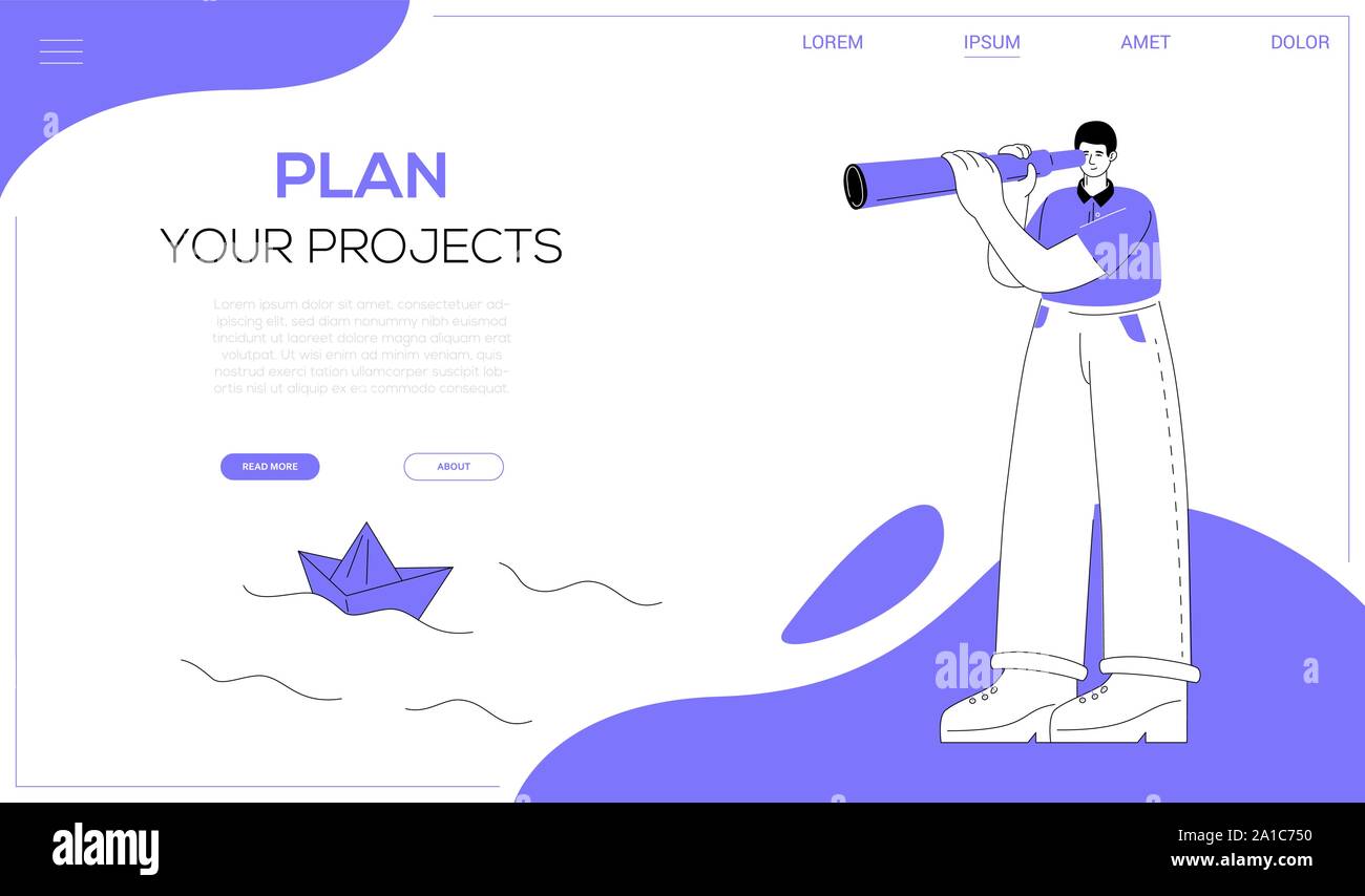 Plan your projects - flat design style web banner Stock Vector Image ...