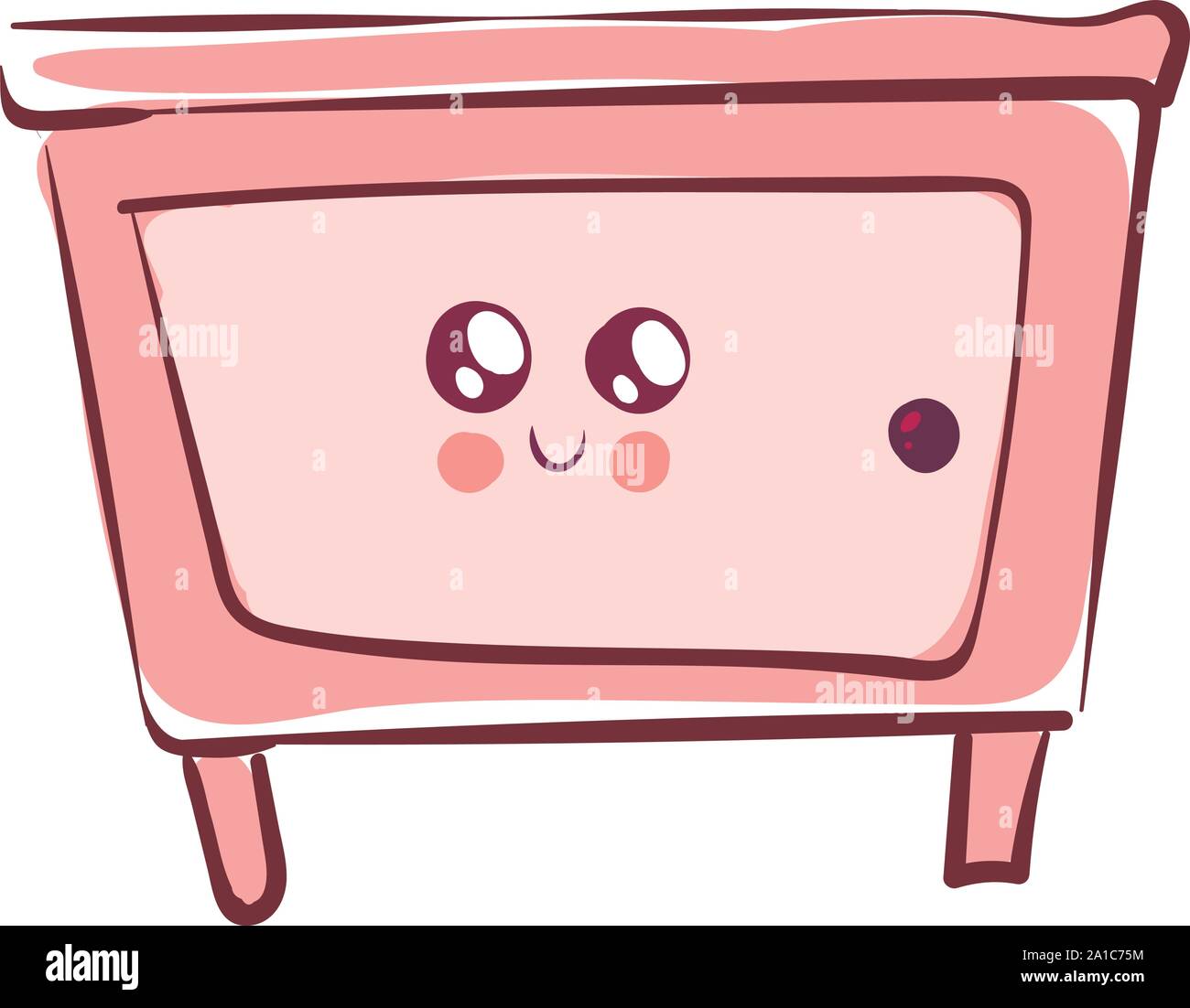 Pink bedside table, illustration, vector on white background Stock ...