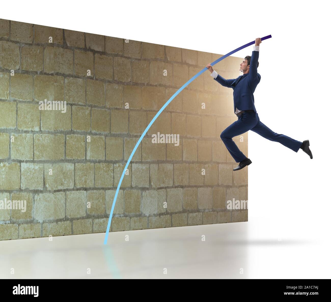 Man jumping over stone wall hi-res stock photography and images - Alamy