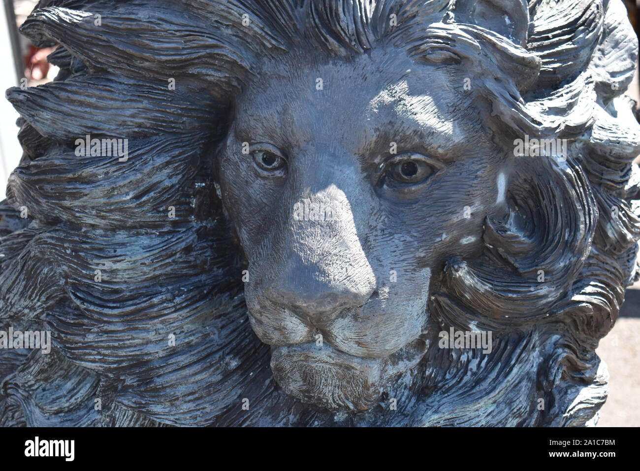 Gray Stone Lion Statue Stock Photo - Alamy