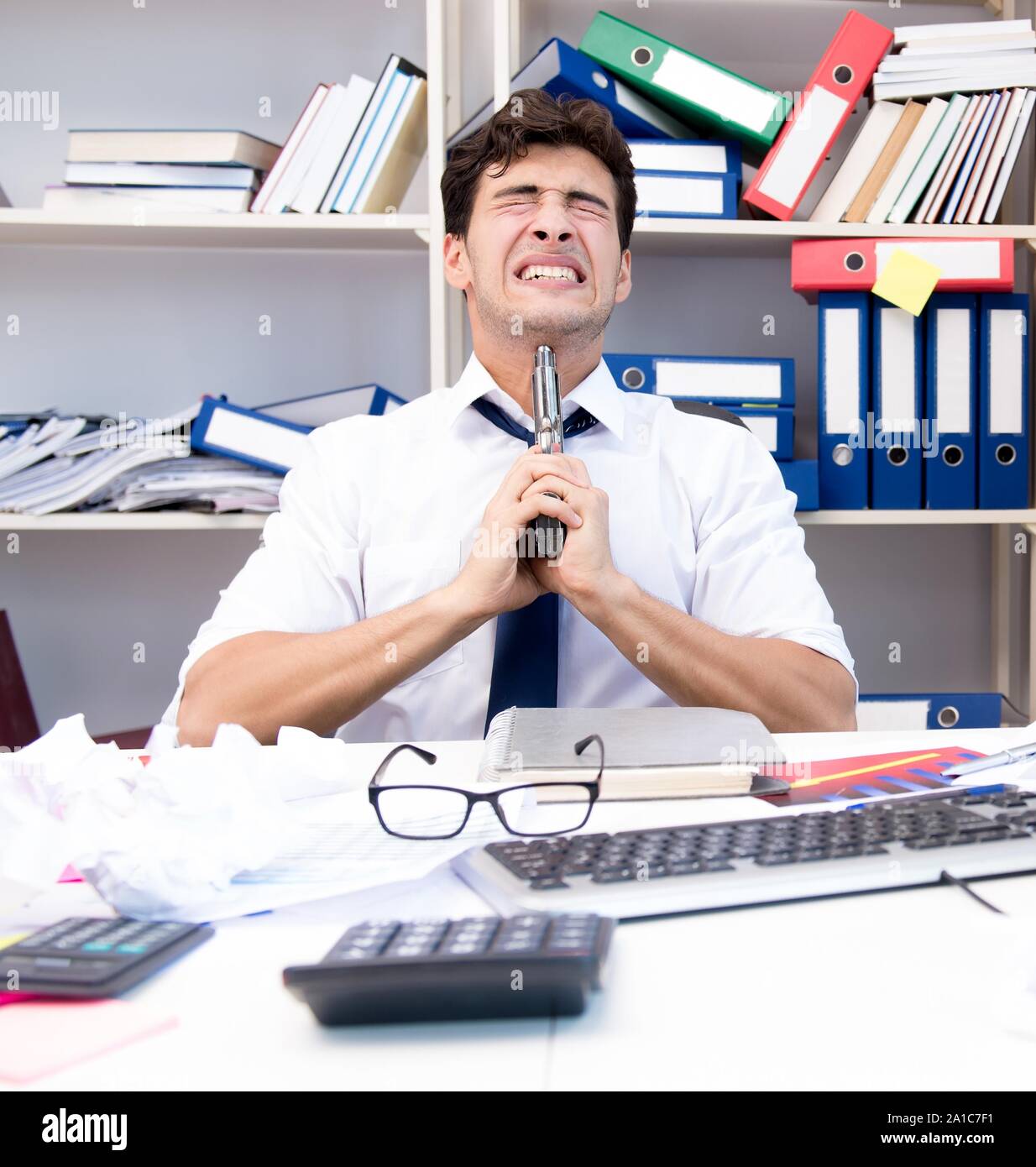 The busy frustrated businessman angry in the office Stock Photo - Alamy