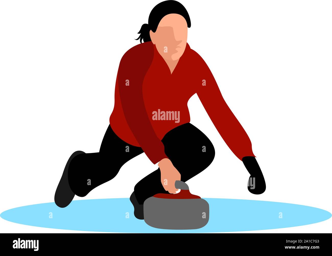 Curling, illustration, vector on white background Stock Vector Image ...