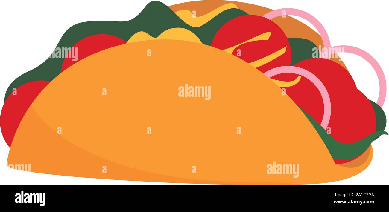 Chicken taco, illustration, vector on white background Stock Vector ...