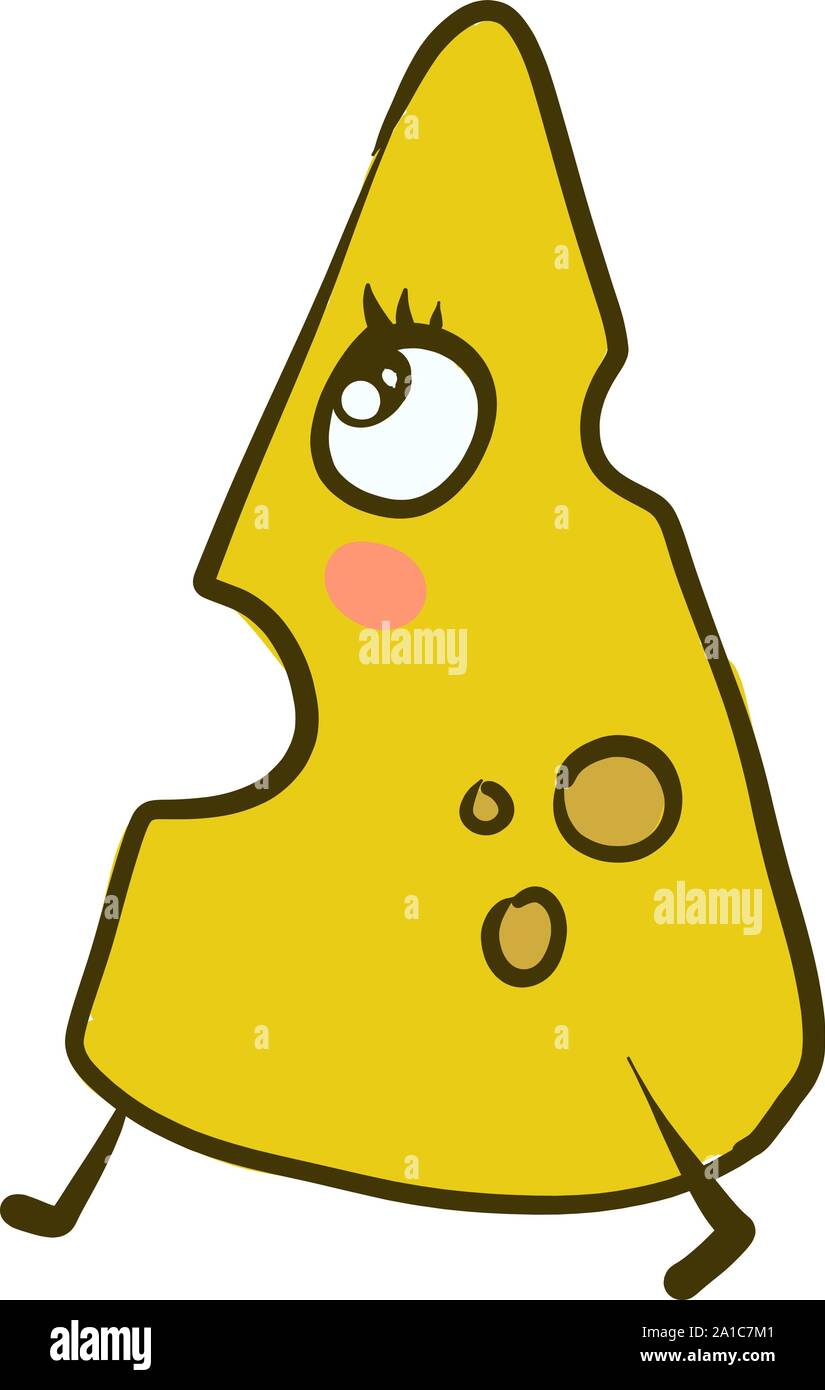 Scared cheese, illustration, vector on white background Stock Vector ...