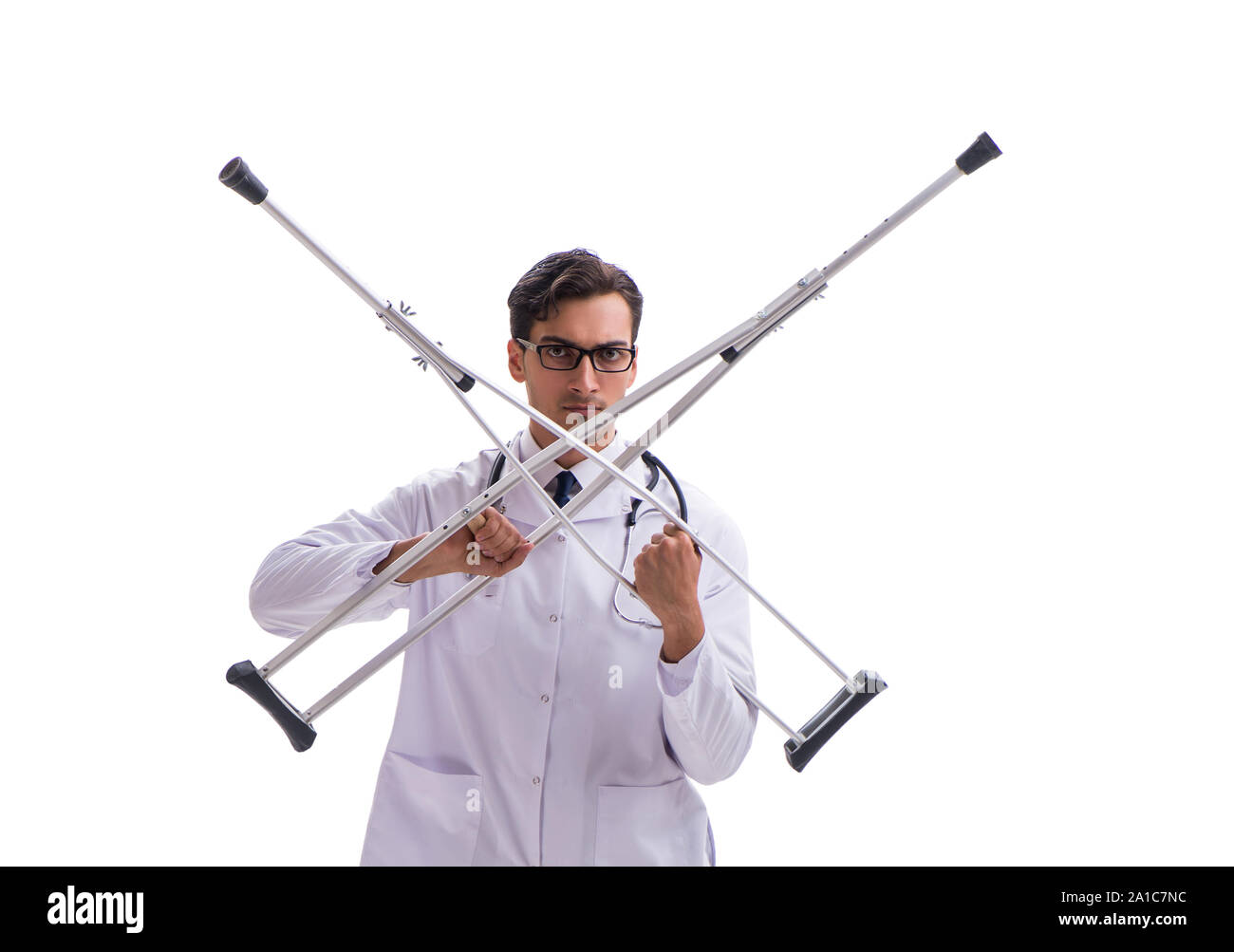 Young doctor physician standing walking isolated on white background ...