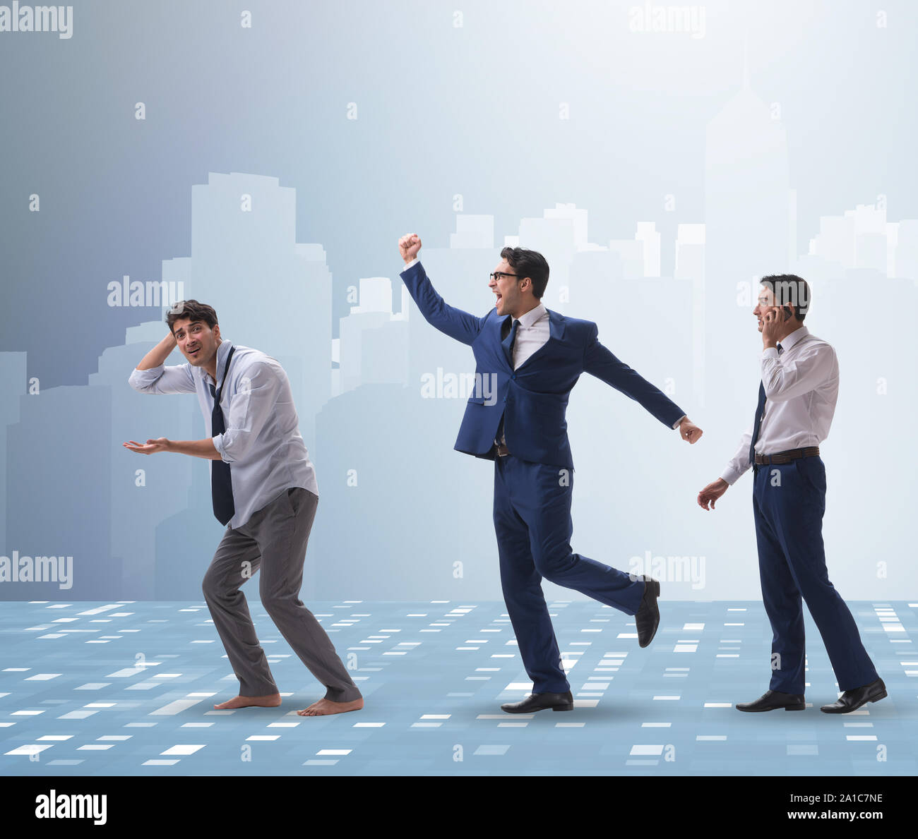 The business concept with man progressing through stages Stock Photo ...