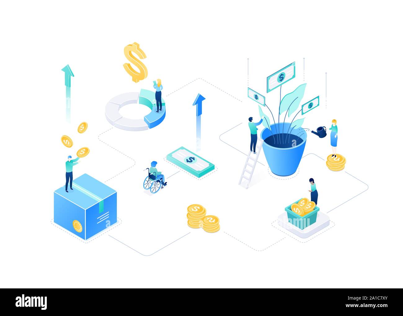Financial growth - modern colorful isometric vector illustration Stock ...