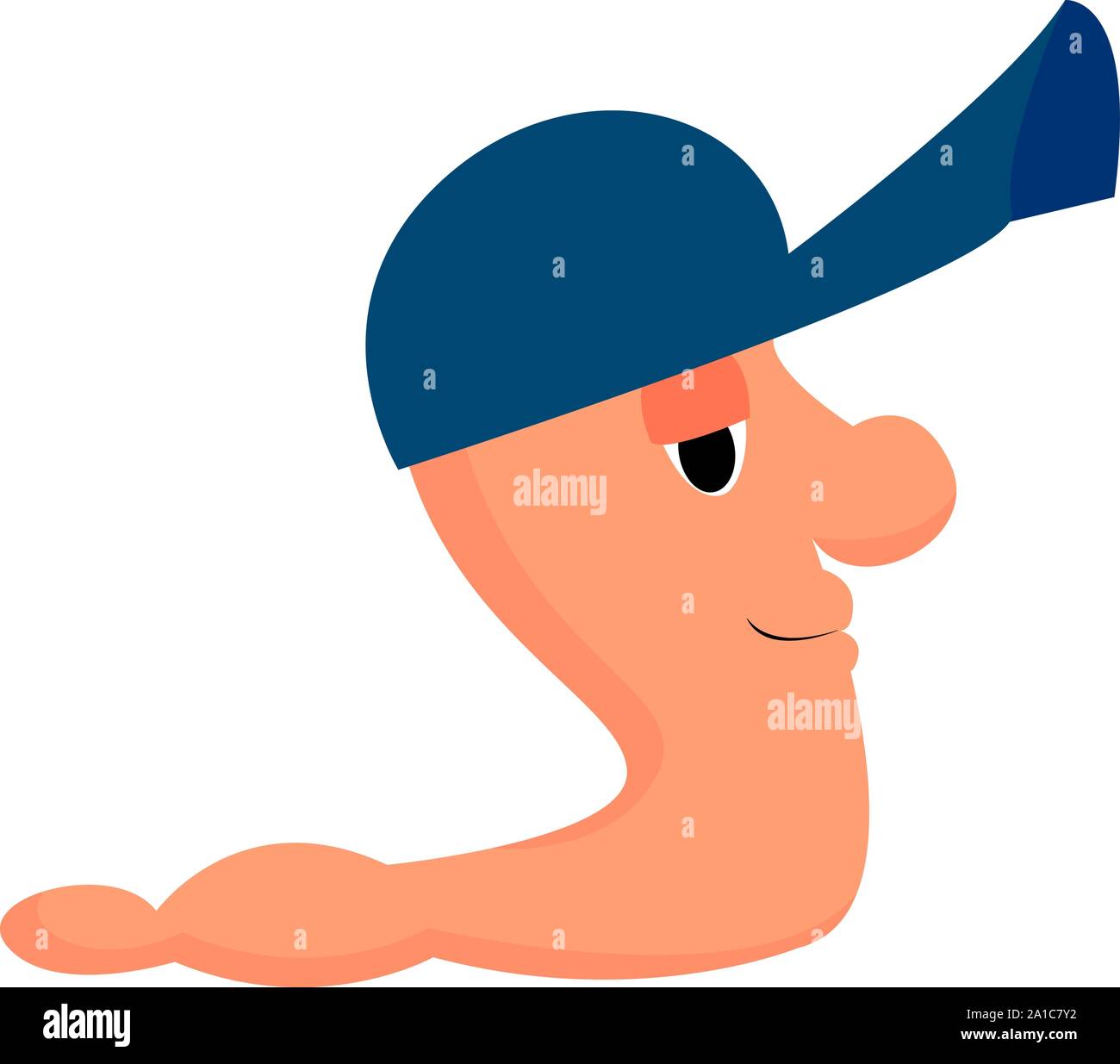 Worm with hat, illustration, vector on white background Stock Vector ...