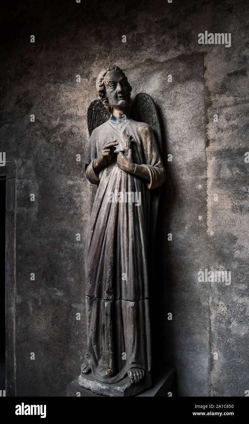 Ancient sculpture of XII-XII century in the historic museum, Strasbourg ...