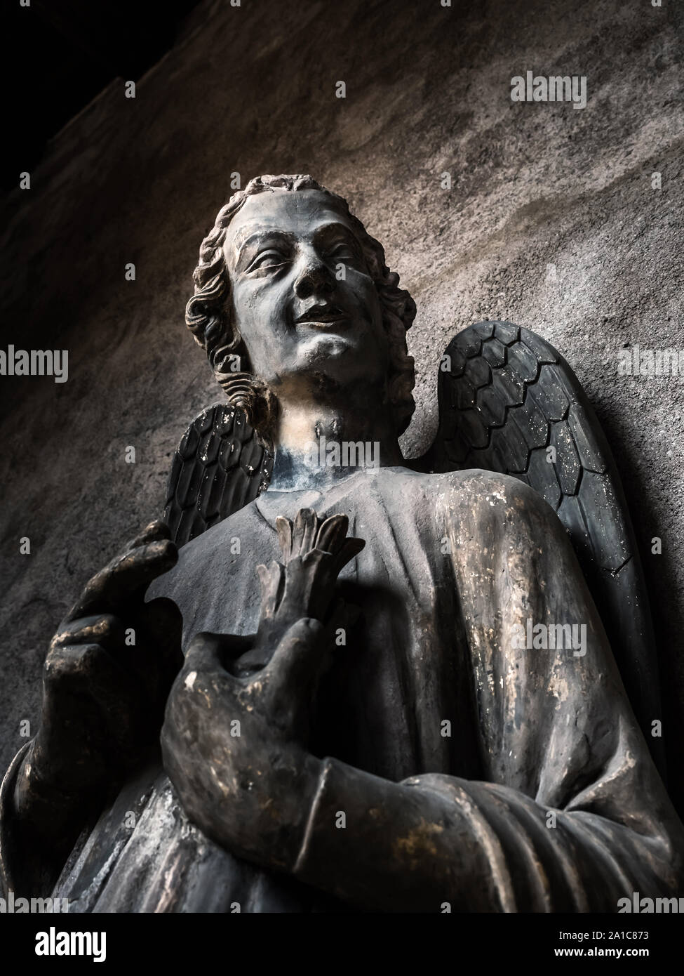 Ancient sculpture of XII-XII century in the historic museum, Strasbourg ...