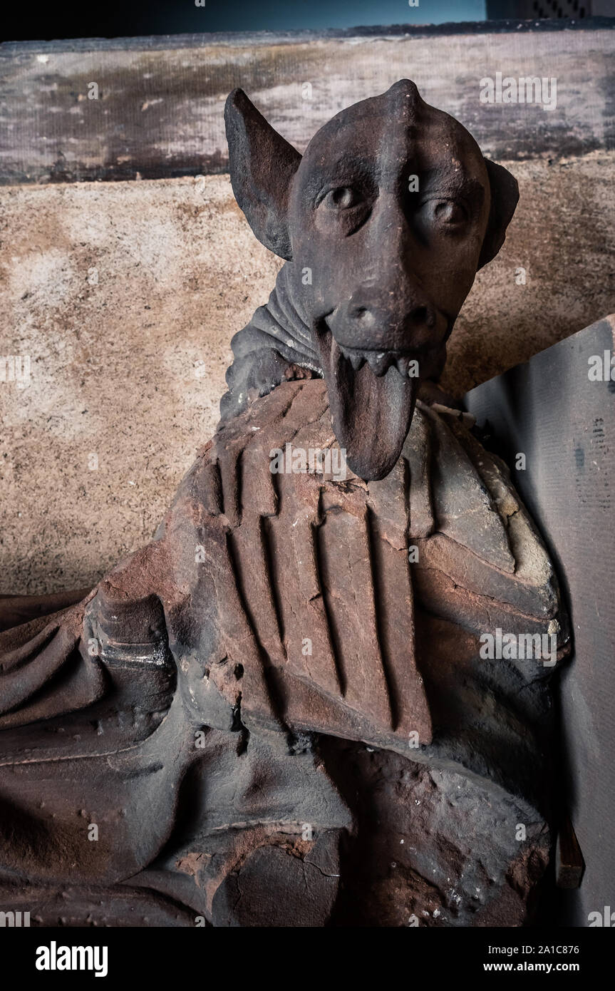 Ancient sculpture of XII-XII century in the historic museum, Strasbourg ...