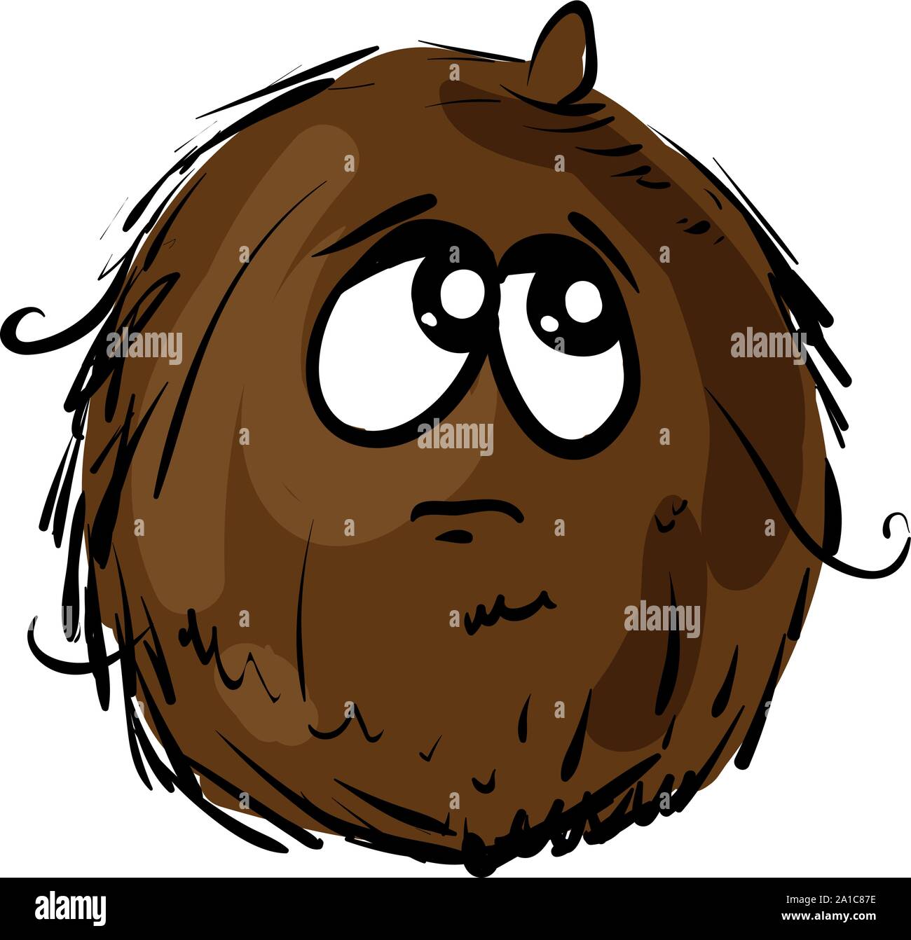 Sad coconut, illustration, vector on white background Stock Vector ...